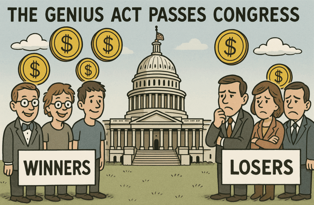 GENIUS Act Passes: JPM and Circle Win Big, Tether and Tech Face Hurdles
